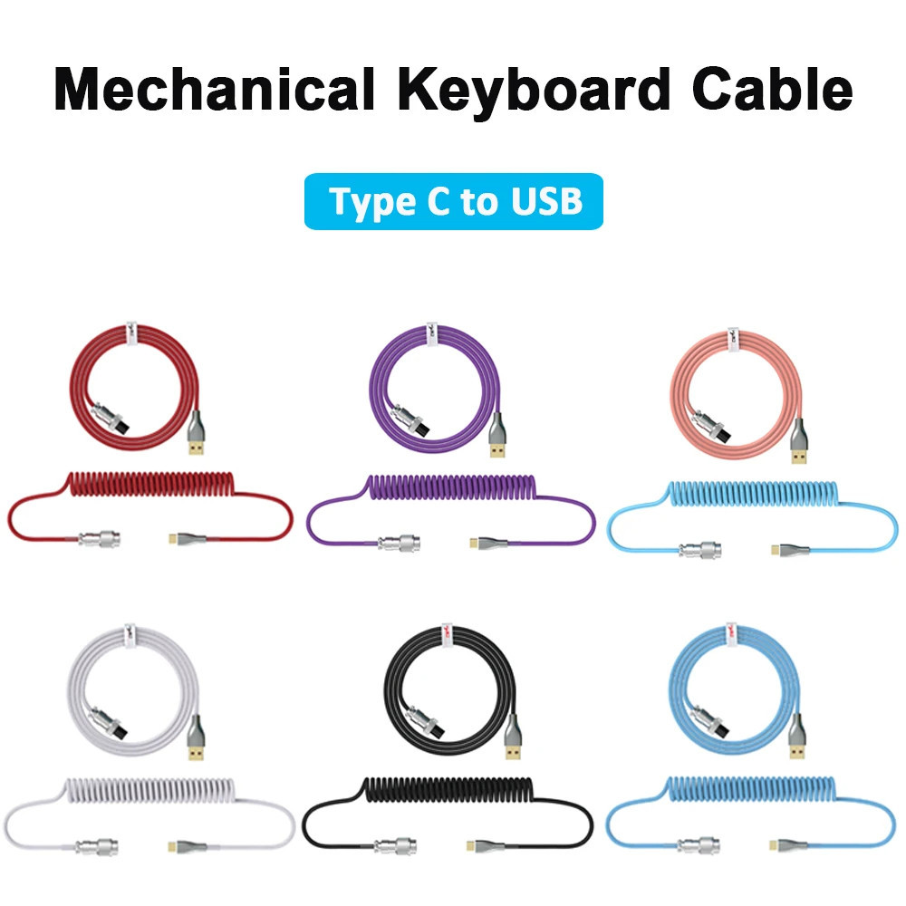 Coiled Cable for Mechanical Keyboard USB C to A Keyboard Cable Aviation ...