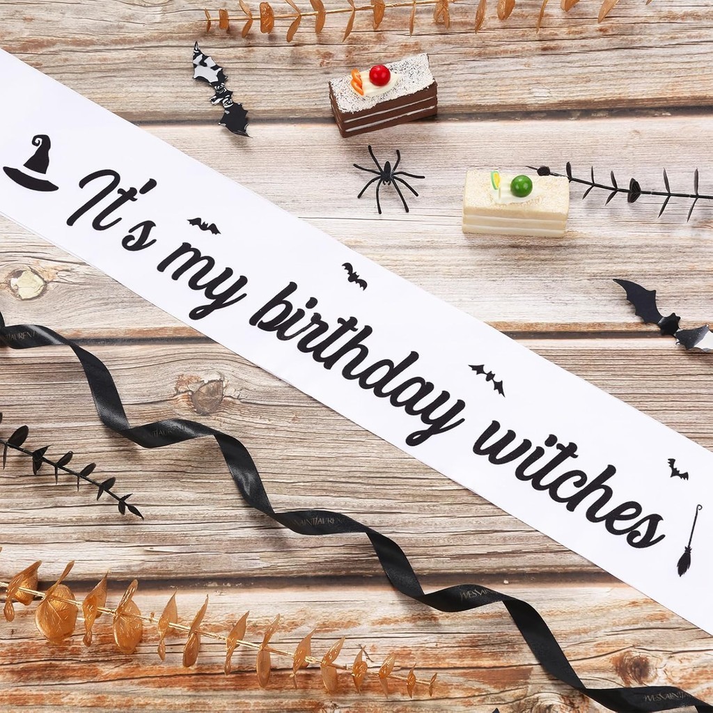 Cheereveal "It's my birthday witches" Sash for Girl Women, White Black ...