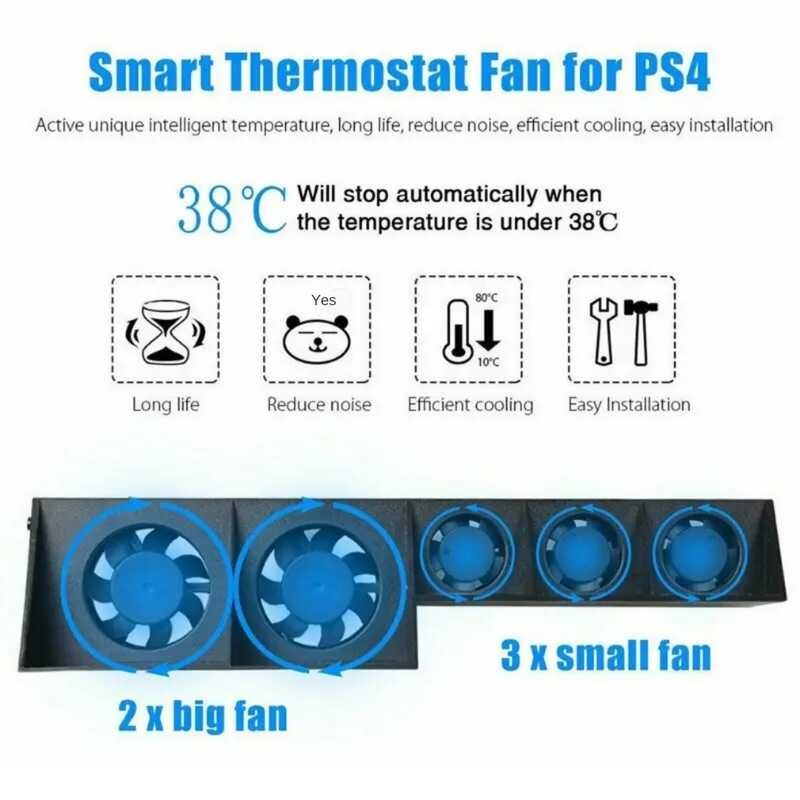 Fan Playstation 4 USB External Cooler 5 Turbo Temperature Control ...
