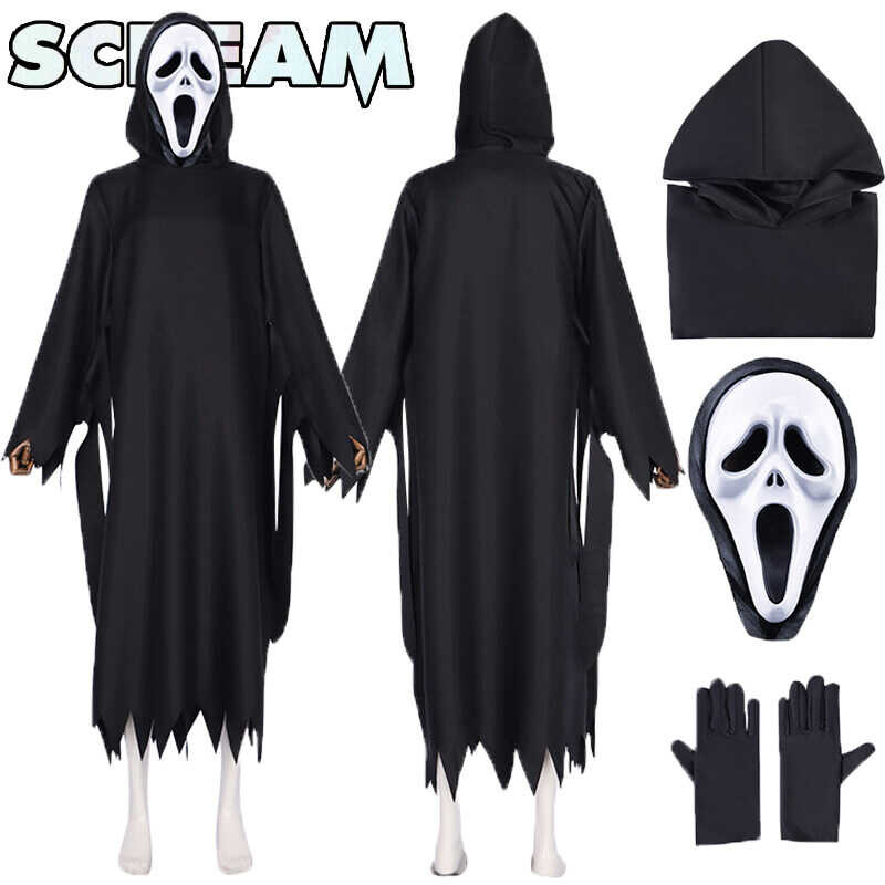 Movie Scream 6 Cosplay Ghost Death Mask Clothing Demon Vampire Hooded ...
