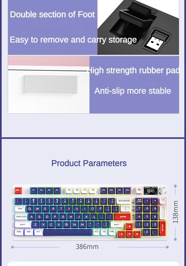 Lychee Gaming C98PRO 98-key Display Screen 2.4g Wireless Bluetooth ...