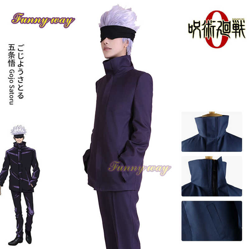 Satoru Gojo Anime Jujutsu Kaisen Cosplay Uniform Wig Halloween Party ...