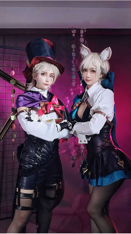BH Anime Game Genshin Impact Cosplay Costume Lyney Lynette Leather ...