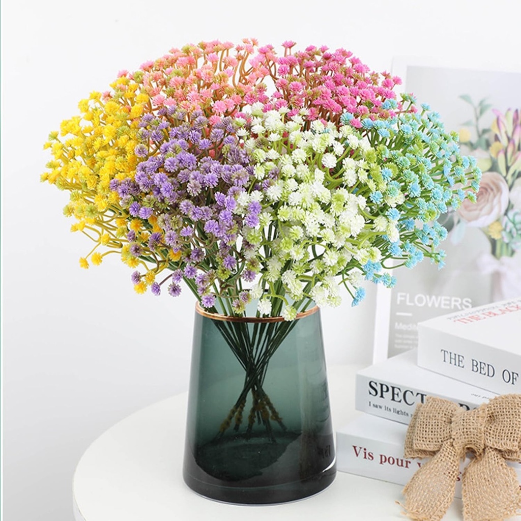 6pcs Gypsophila+2pcs Eucalyptus Simulation Babysbreath Artificial Flower (29cm) For Wedding ...