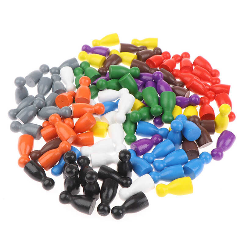 100Pcs Wooden Colorful Pawn Game Piece Aeroplane Flying Chess Board ...