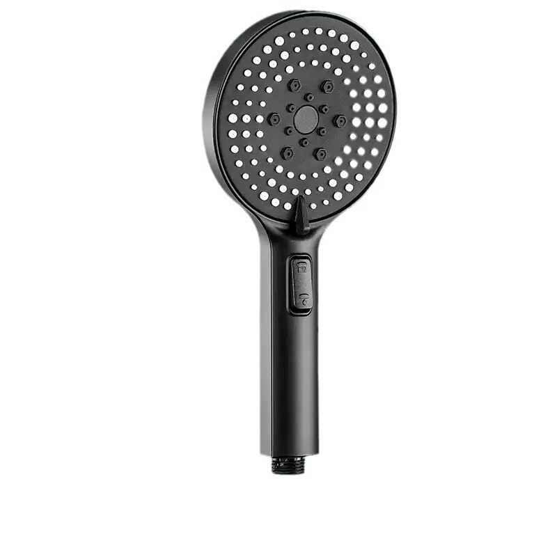 Black Trendy Massage Pressure-Boosting Shower Head Bathroom Shower Head ...