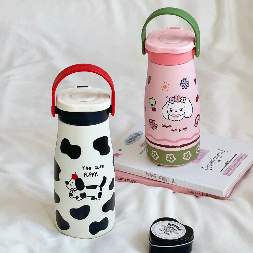 Ceramic Liner Thermos Cup Portable Straw Double Drinking Cup 316 ...