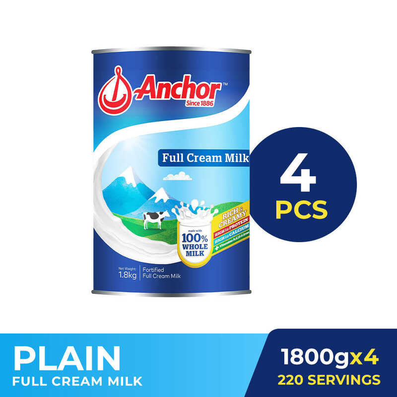 Anchor Full Cream Milk Powder Plain 1.8Kg X4 Dhbn | Shopee Philippines