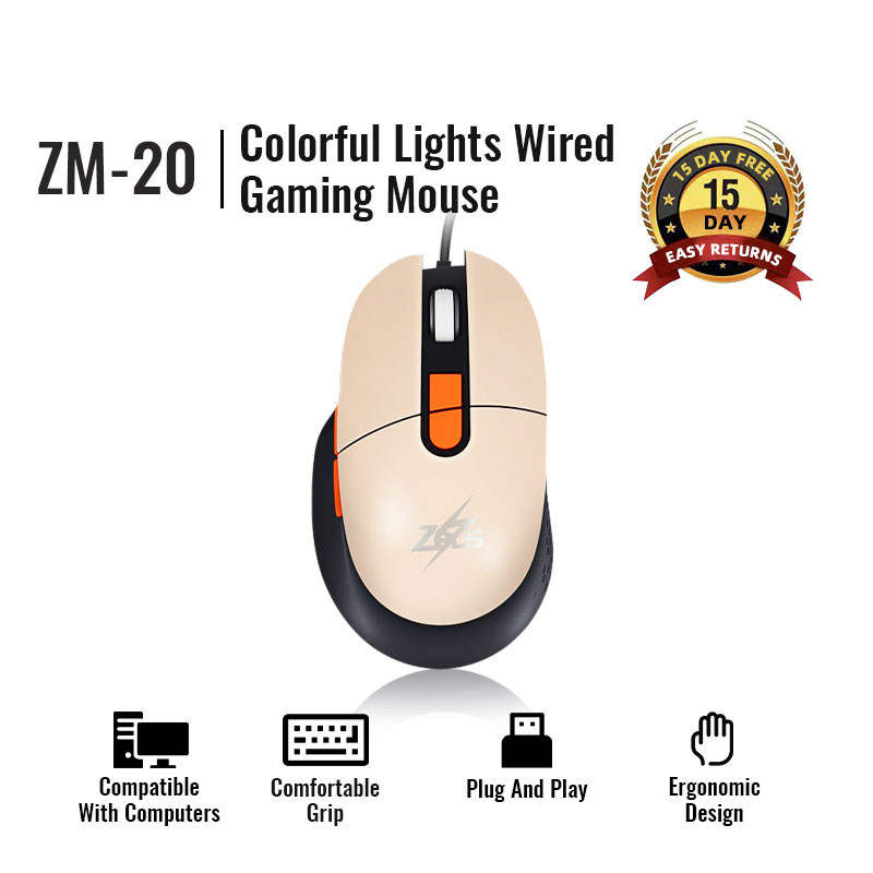 Zeus ZM-20 Ergonomic 4 DPI Adjustment Wired Gaming Mouse 7 Buttons ...