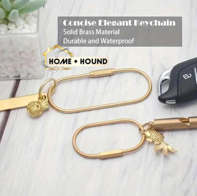 Home+Hound Durable Screw Keychain Simple Brass Chain Lock Clip Key ...