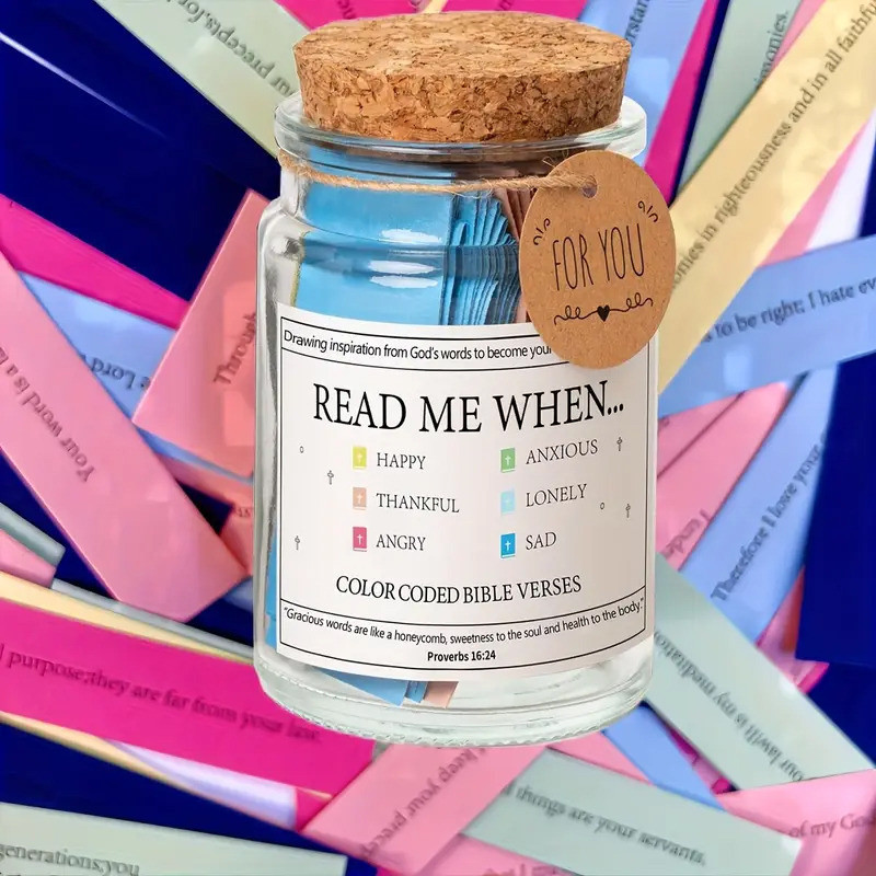 Bible Verse Jar Read Me When Colorful Bible Verses Glass Jars Holy Jar ...
