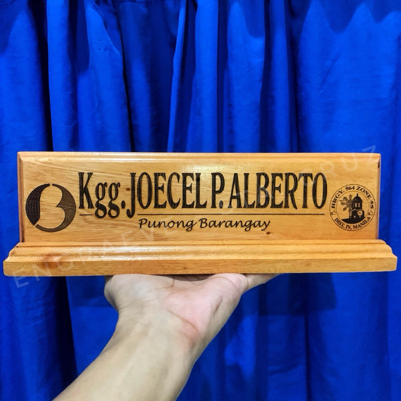 Personalized Table Top Wooden Nameplate with Pen Holder | Shopee ...