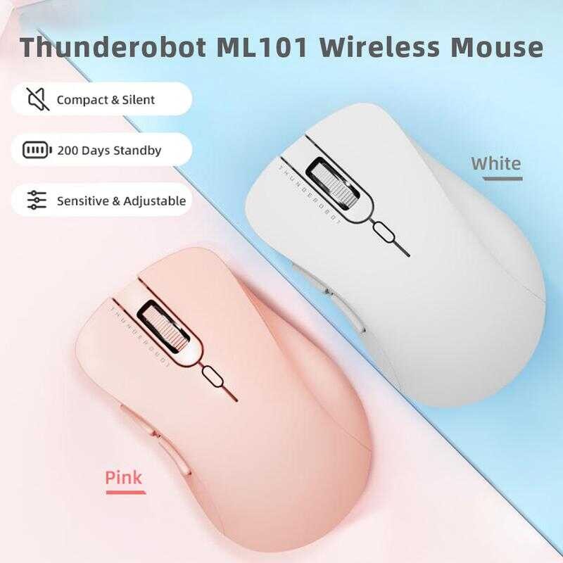 Thunderobot Ml101 Wireless Mouse Noise Reduction 2.4G With USB Nano ...