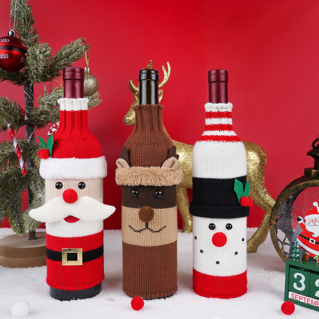 Sincecu Champagne Wine Knitted Fabric Bottle Cover Red White Brown ...