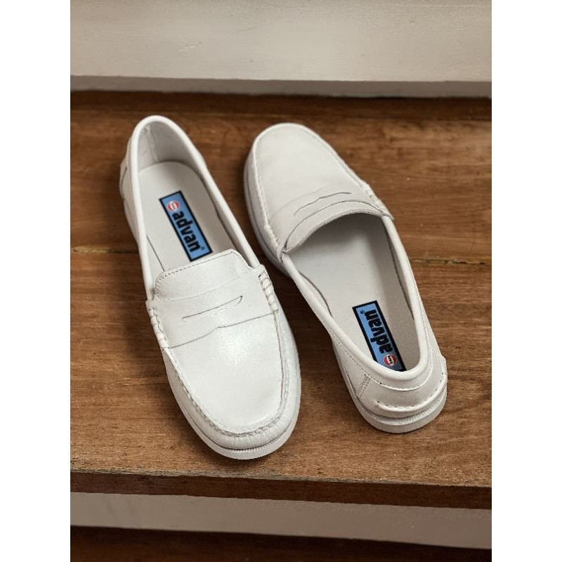 Base Advan Genuine Soft Leather White Men's Nursing Shoes Penny Loafer ...