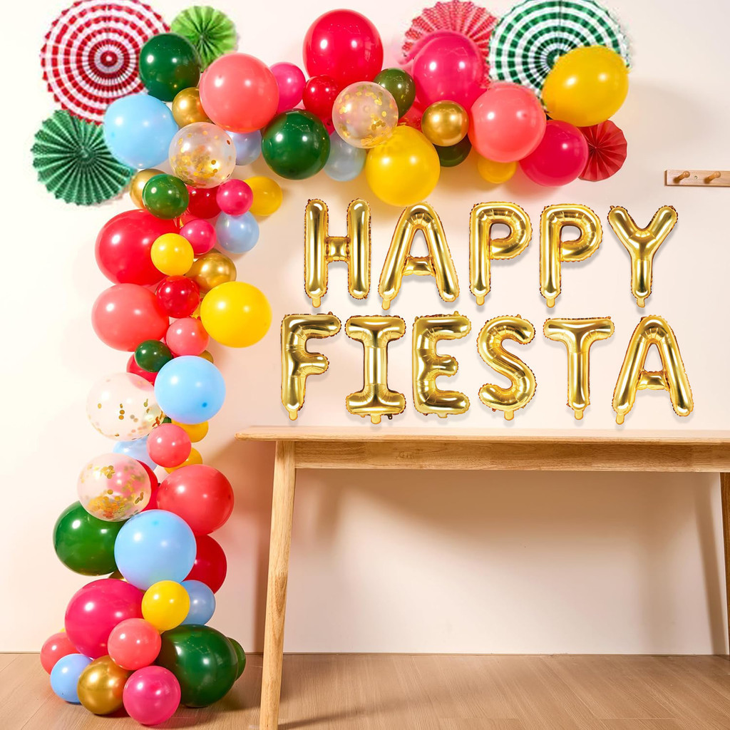 Happy Fiesta Party Decoration Set Lets Fiesta Banner Colorful Balloons ...