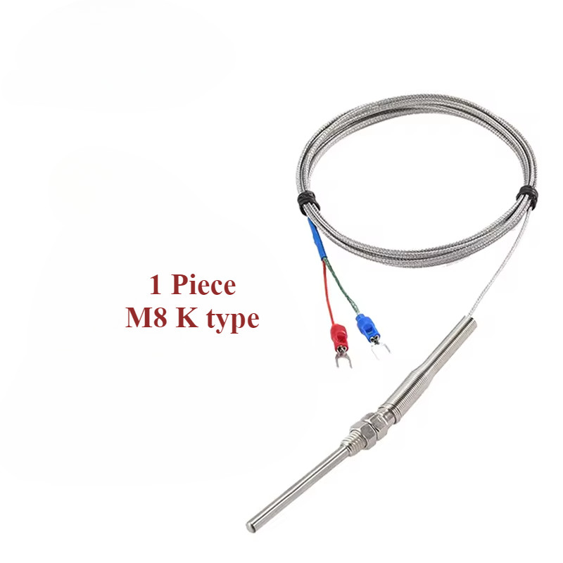 1 Piece M8 K Type Thermocouple 1m 2m 3m 4m 5m K Type 50mm 150mm 100mm ...