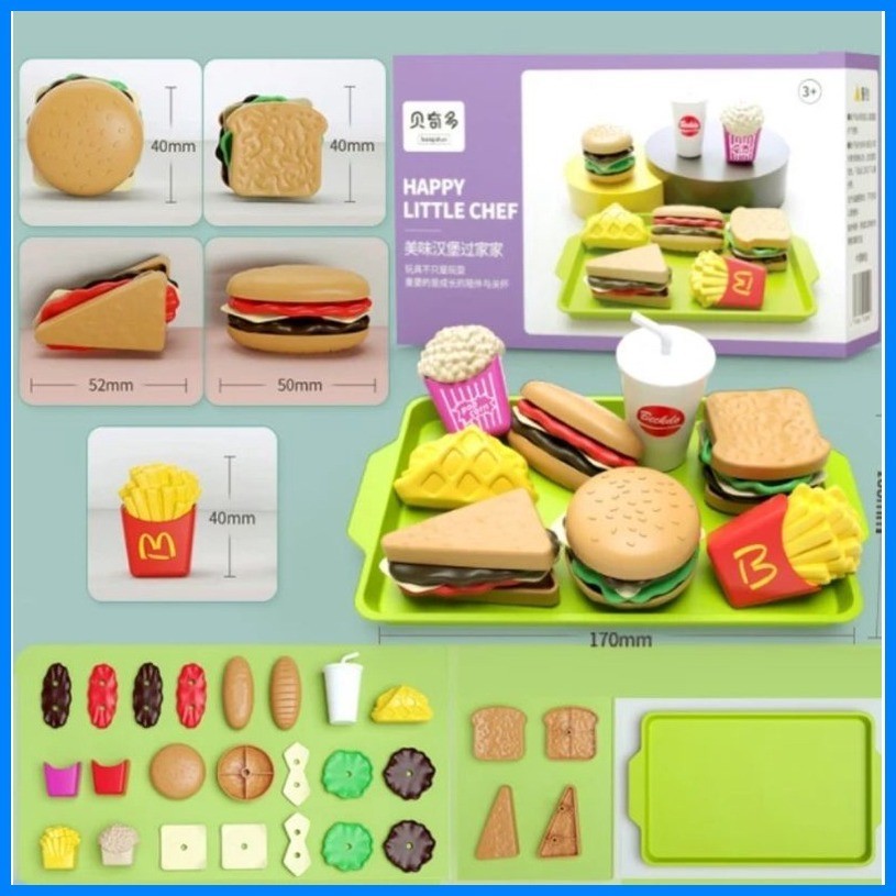 Happy Little Chef Pretend Play Sandwich French Fries Burger Inspired ...