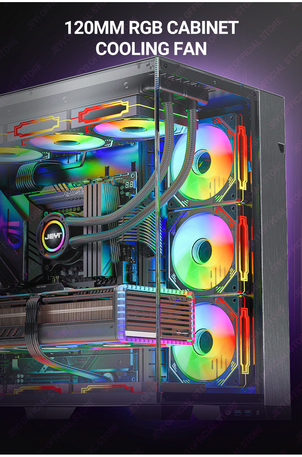 JEYI RGB Cooling Fans 120mm Computer Case High Performance Fan Kit 6pin ...