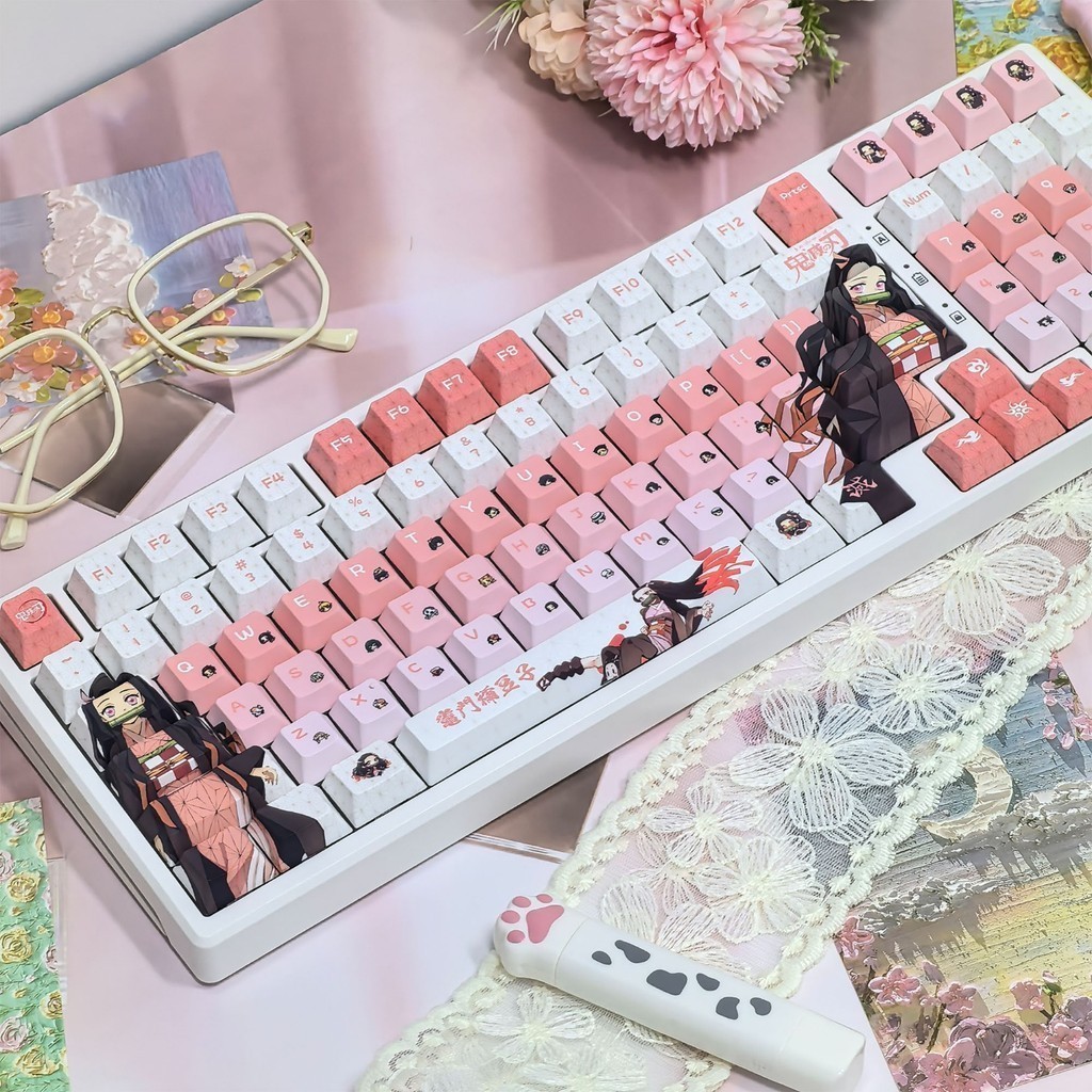 Demon Slayer Kamado Nezuko Keycap Cherry Profile PBT Five-sided Dye ...