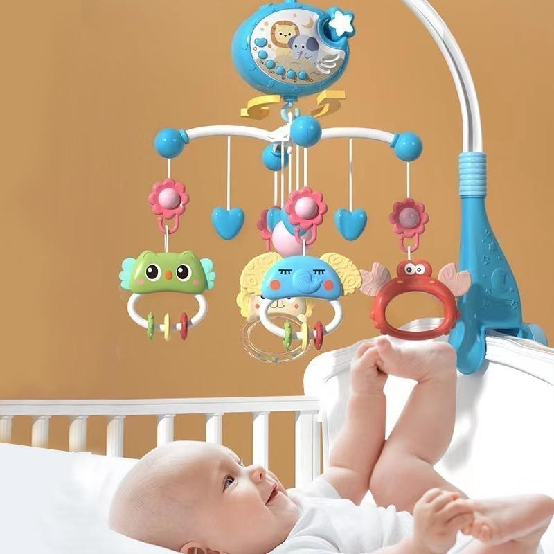 ABCtoys Newborn Sleeping Rotating Bed Bell Music Projection Remote ...