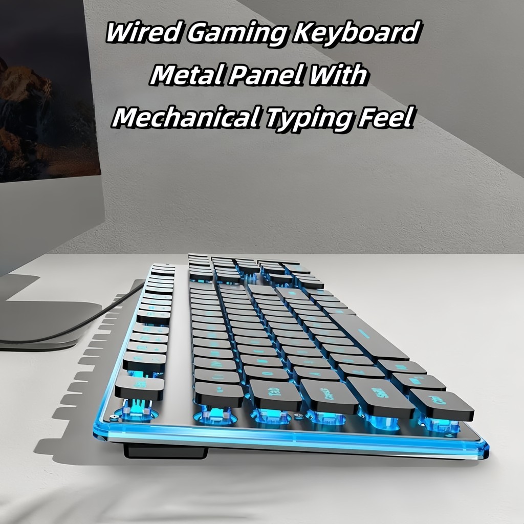 Zeus K-88 Icy Blue Back Light Wired Gaming Keyboard 104 Keys Silent ...