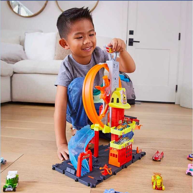 5B Hot Wheels Track Set For 1/64 Diecast Vehicle City Super Loop Fire ...