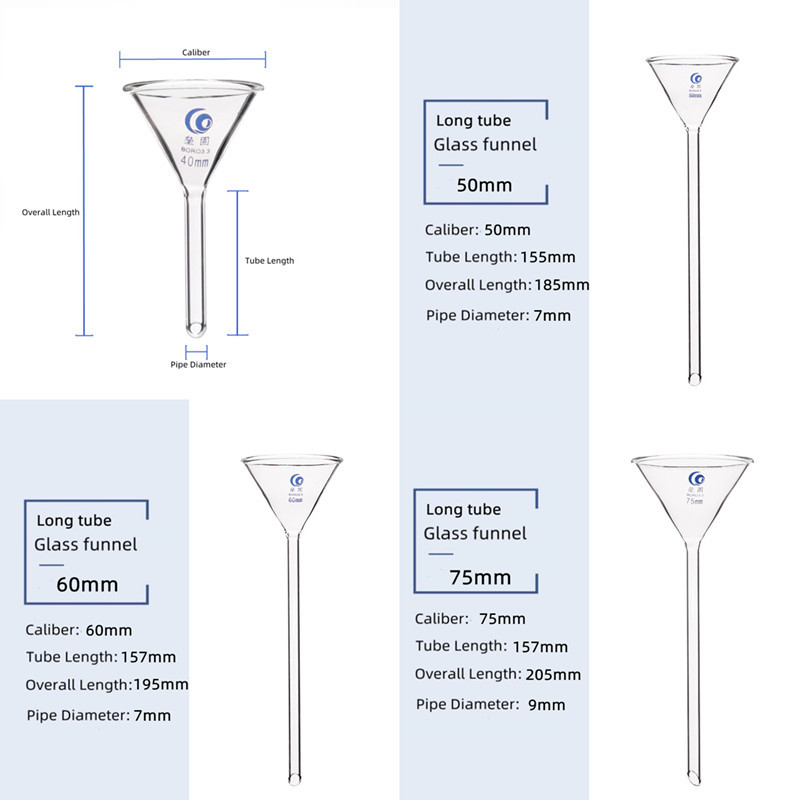 [COD]1-4pcs All Sizes 50mm To 150mm Lab Long Stem Triangle Funnel ...