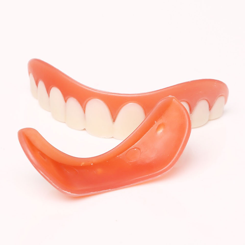 Silicone Upper/Lower False Teeth Perfect Laugh Veneers Dentures Paste ...