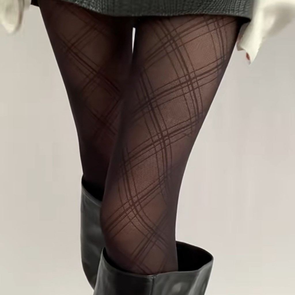 Women Lolita Black Silky Pantyhose Comfortable Elastic Translucent Slim ...
