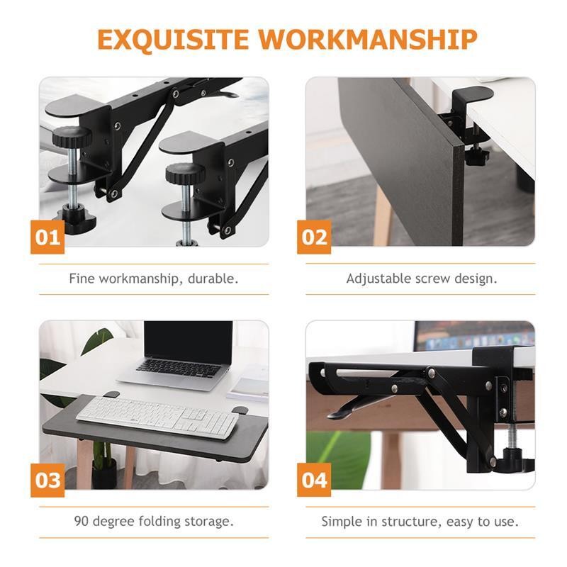 Desk Keyboard Tray Computer Support Bracket Shelf Slide Extender ...