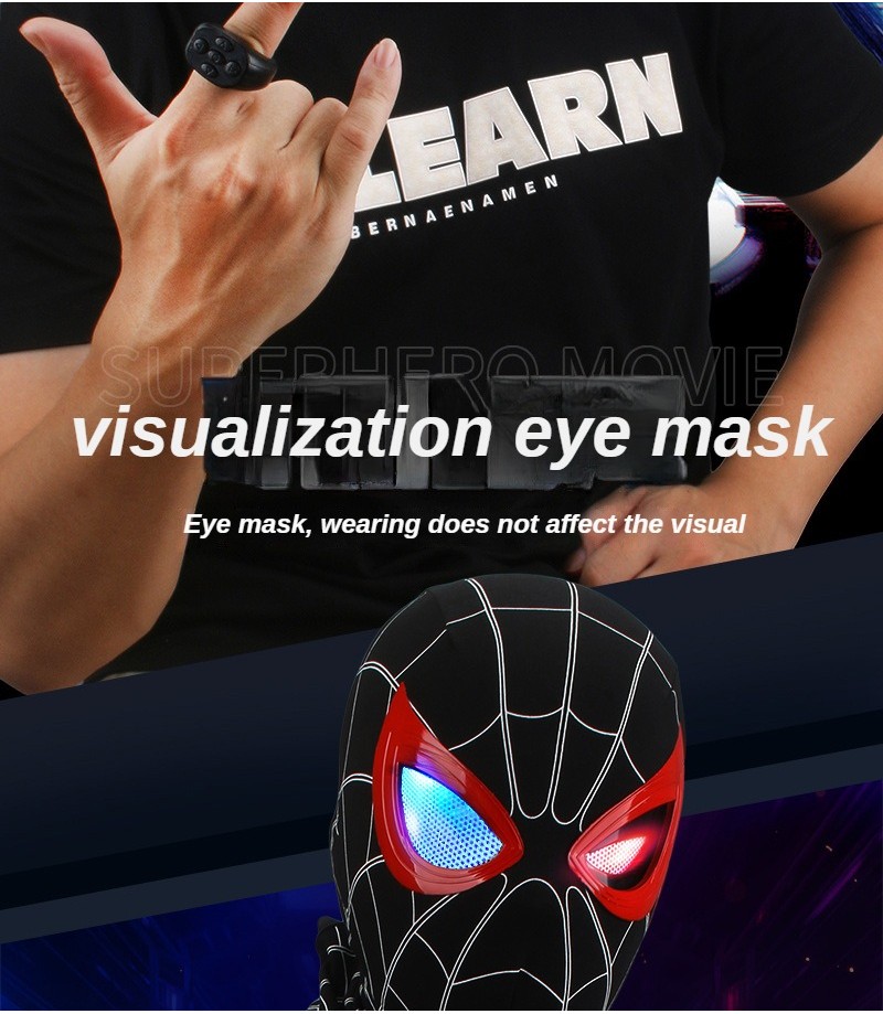 Halloween Spider-Man Headgear Electric Blinking Glowing Chin Control ...