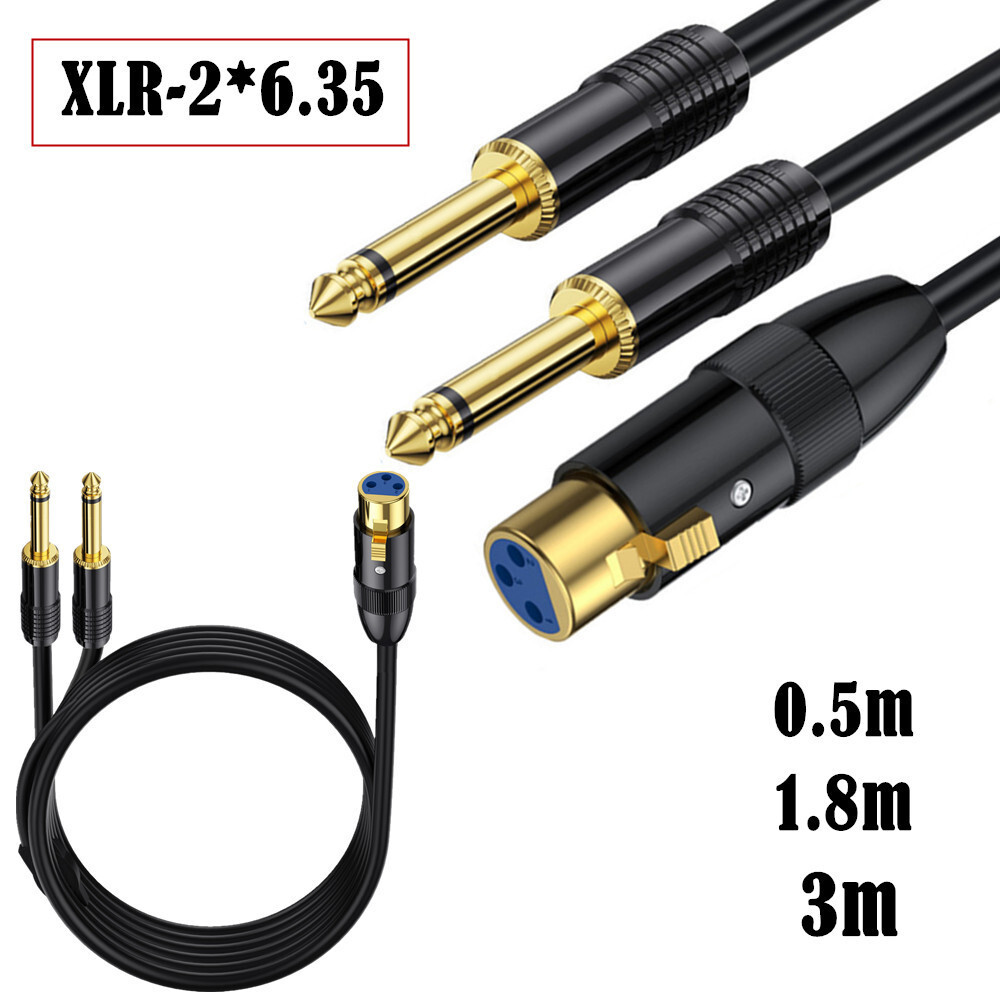 XLR Female 3PIN to Dual 6.35mm 1/4 Inch Mono Male Audio One Point Two Y ...