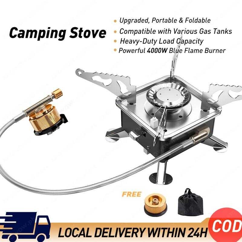 Upgraded Portable Butane Stove Compact Folding Gas Burner Camping, BBQ ...