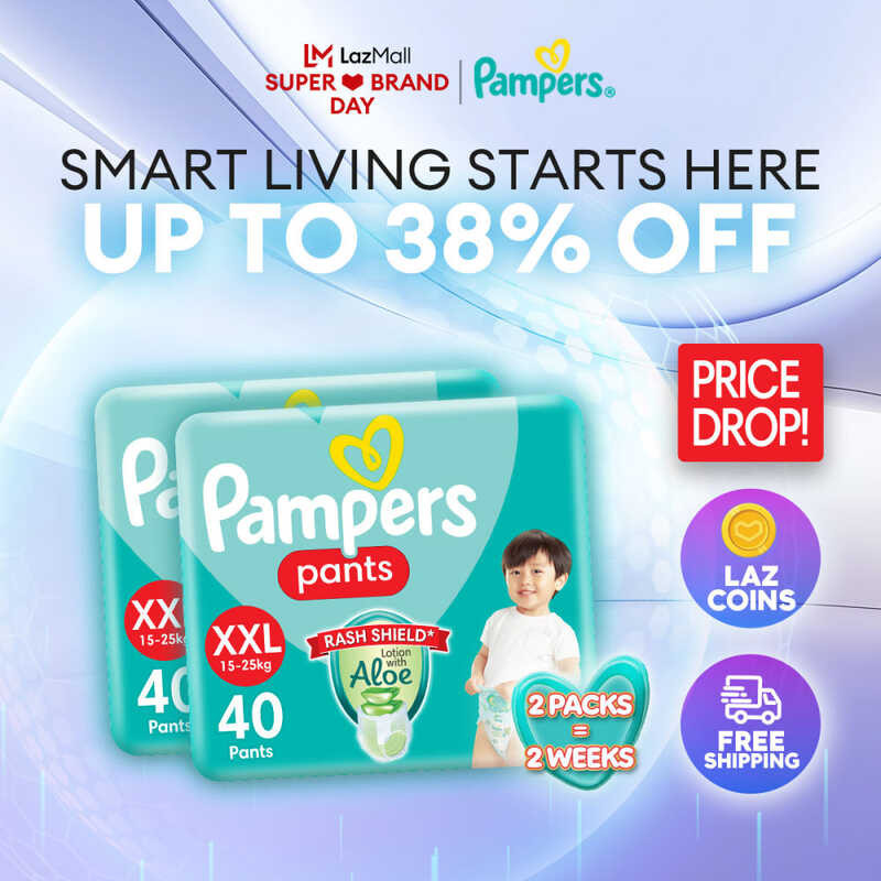 Pampers Baby Dry Pants Diapers With Rash Shield XXL 40S X 2 Packs (80 ...