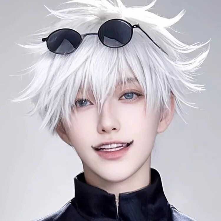 Jujutsu Kaisen Gojo Satoru Cosplay Wig Silver White Short Hair Men's ...