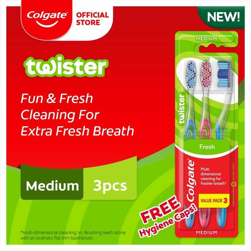Colgate Twister Fresh Toothbrush 3Pk W/ Cap (Medium) | Shopee Philippines