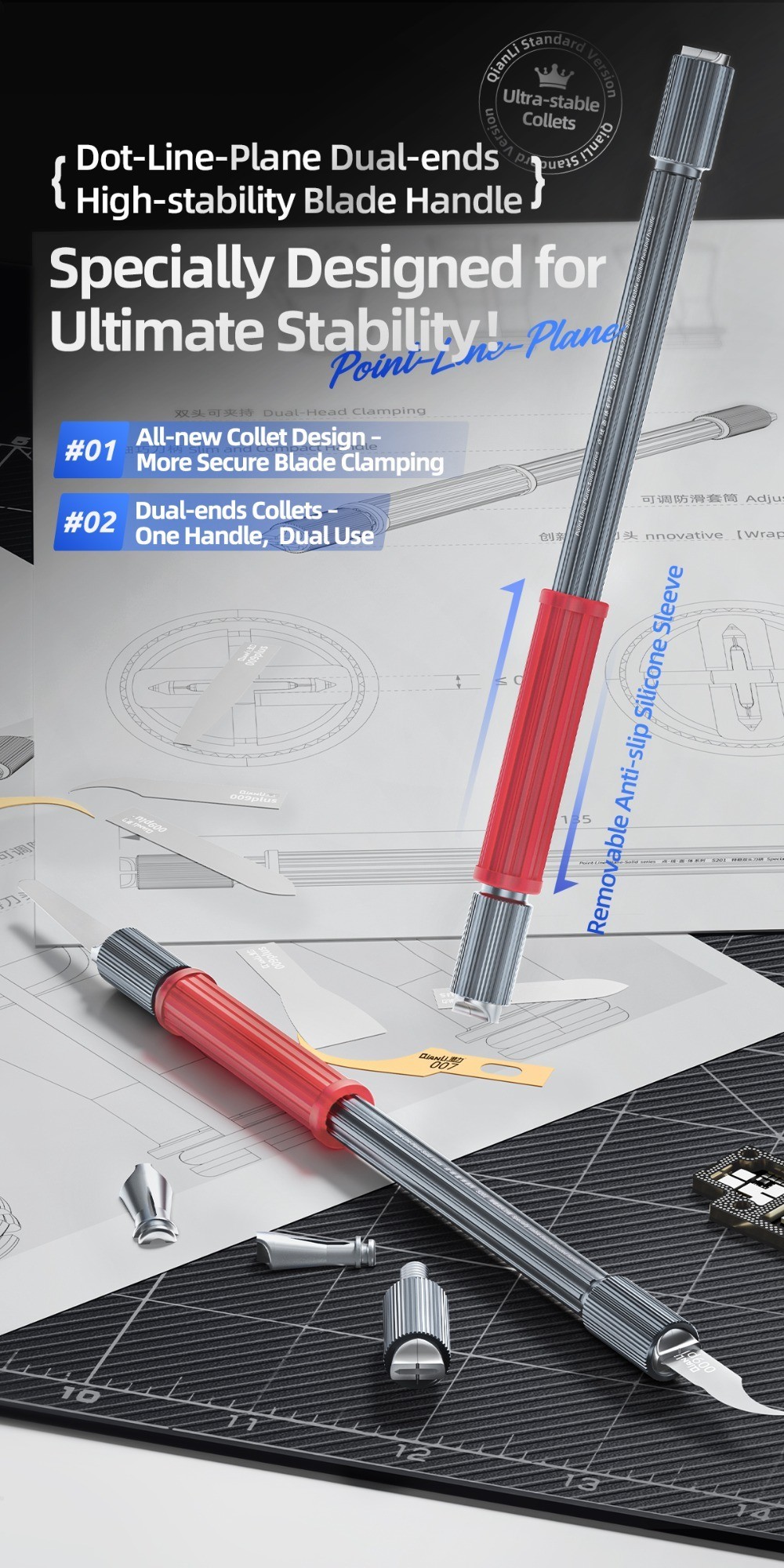 QianLi Dual End Blade Handle Ultra Stable Collet Design Horizontal ...