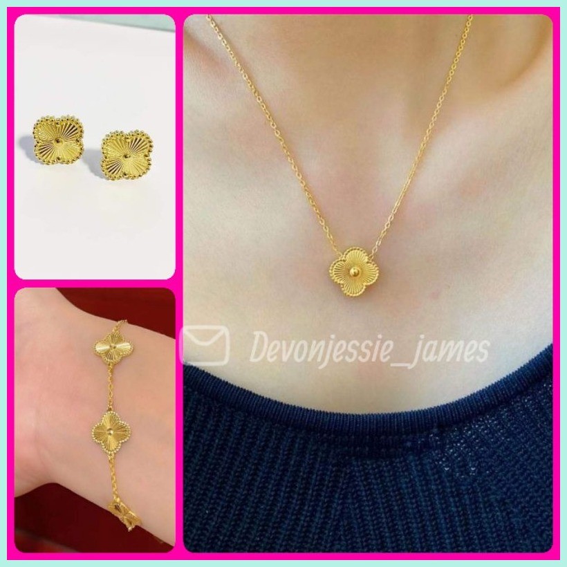 10k Pure Gold VCA JEWELRY SET FOR WOMEN (3in1 set jewelry ) | Shopee ...