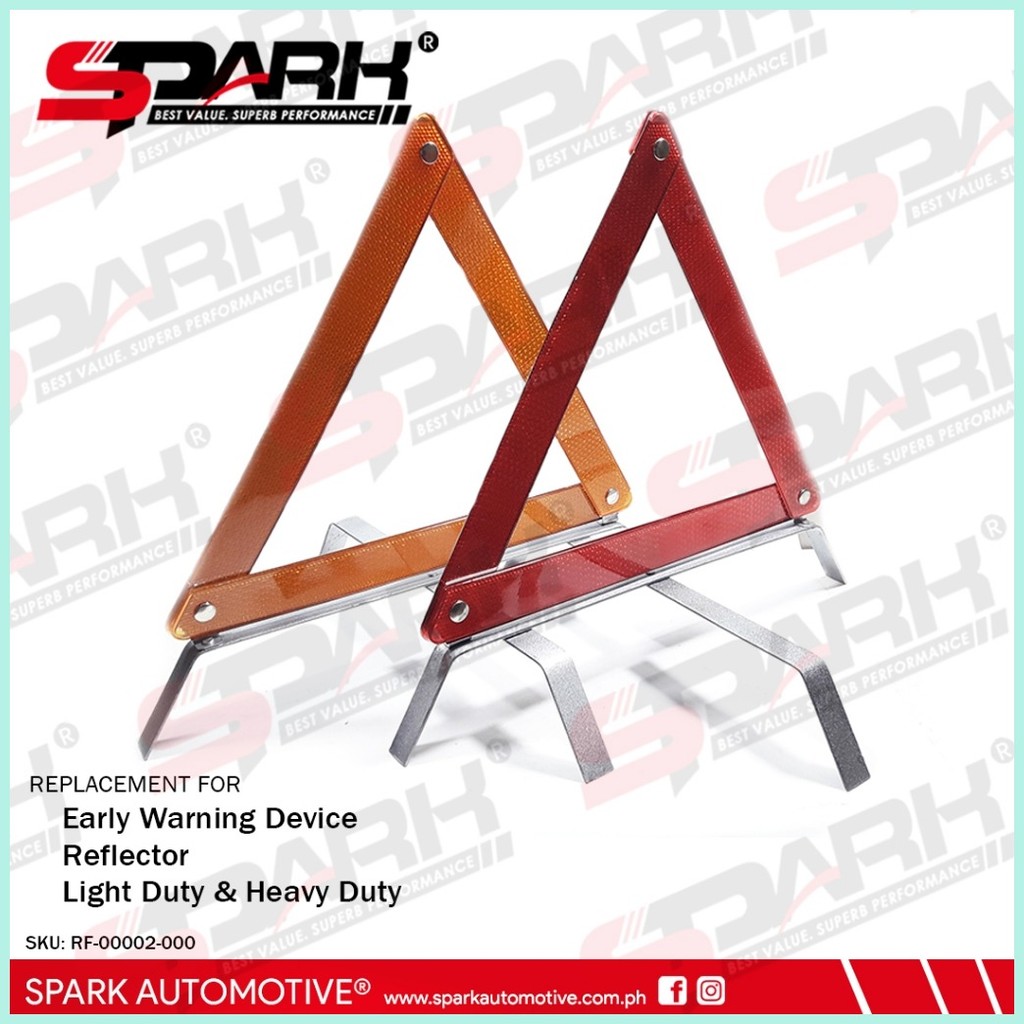 (PAIR) Early Warning Device EWD Amber & Red Reflective Triangle Car ...