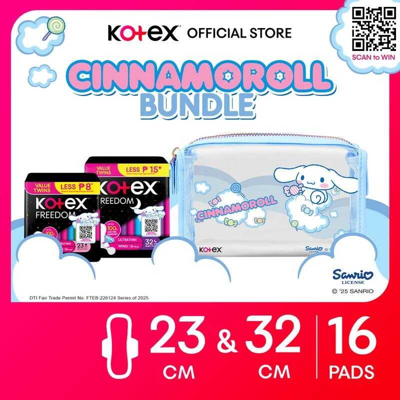 B8e (Limited Offer) Kotex Cinnamoroll Bundle With Free Travel Pouch ...