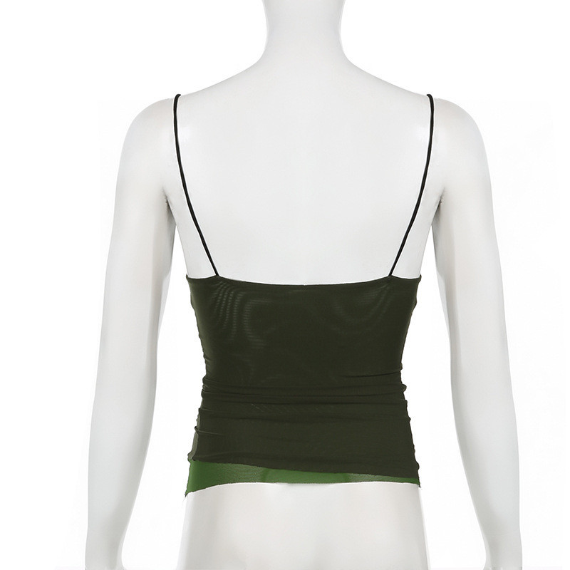 RelaGala Women's 2024 New Sexy Solid Color Mesh Basic Suspender V Neck ...