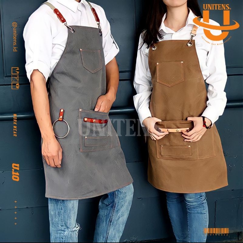 Unitens ACL.V1 Canvas Leather Apron Canvas Apron Barista Waiter Korean ...