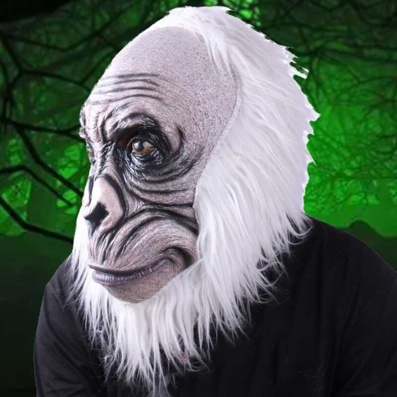 Baboon Animal Head Latex Monkey Gorilla Helmet With White Hair For ...