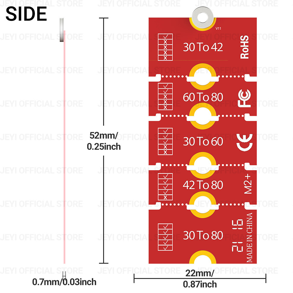 JEYI M.2 NGFF NVME SSD Extension Bracket Transfer 2230 2242 2260 2280 ...