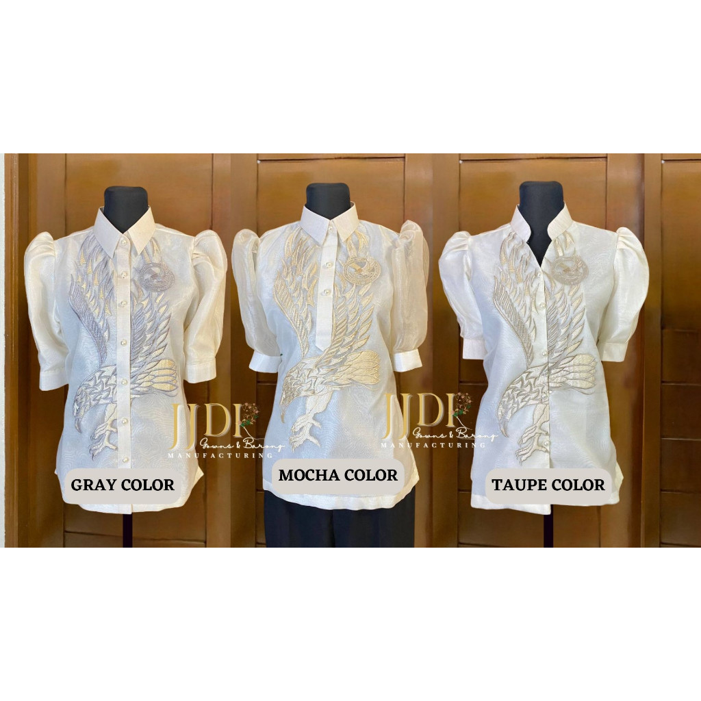JJDR's Eagle Fraternity Design with Logo Puff Sleeves ladies barong ...
