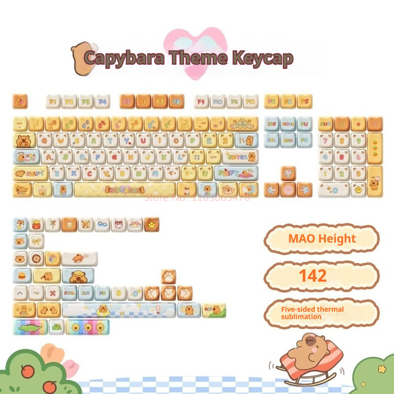 AKKO Capybara Keycaps Cute Cartoon Mechanical Keyboard Keycaps PBT Five ...