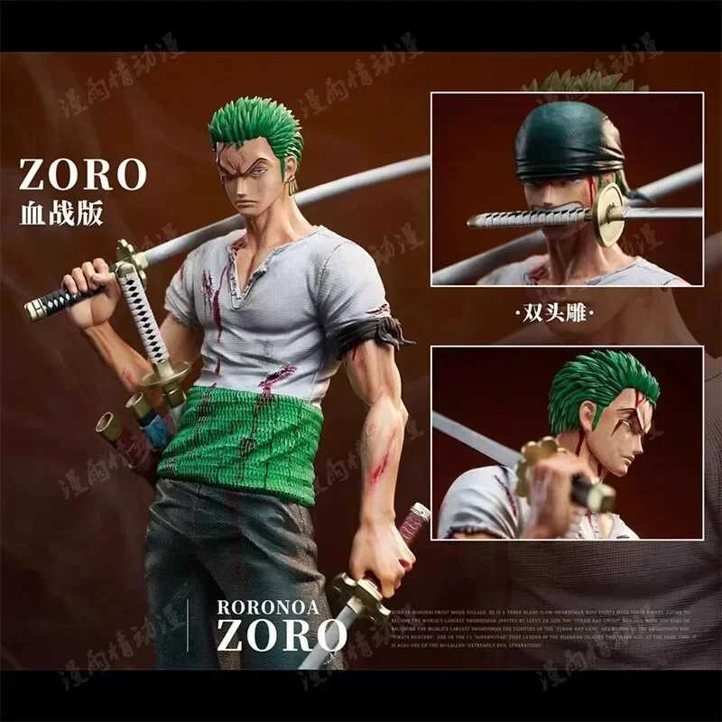 3 22Cm One Piece Anime Figure Roronoa Zoro Blood Battle Model Dolls Pvc ...