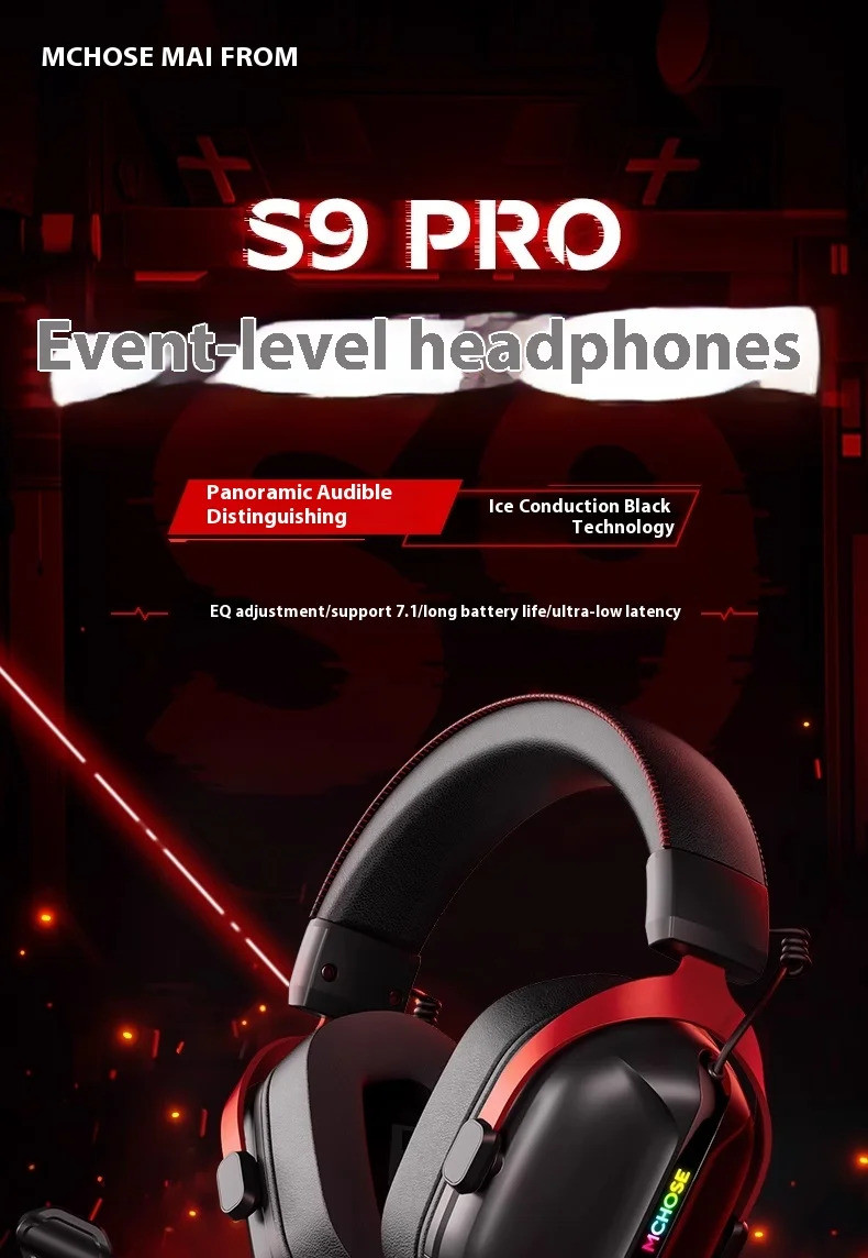 Mchose S9 Pro Wireless Headphone Aluminium Alloy Tri Mode Low Delay Gaming Headset Ai Noise ...
