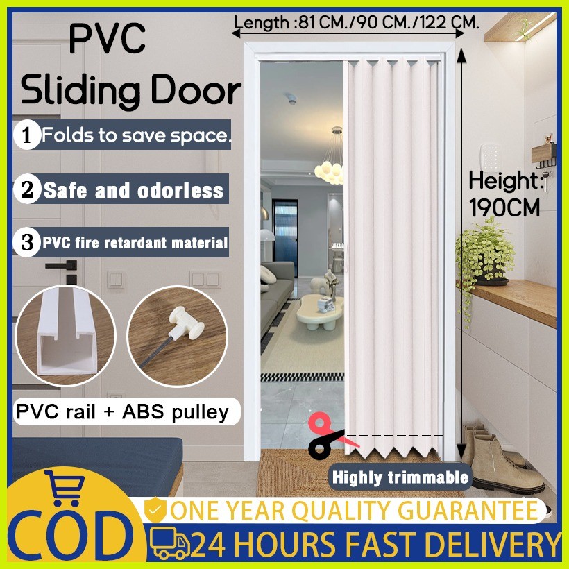 PVC Folding Door Accordion Sliding Door Bedroom Study Silent Door ...